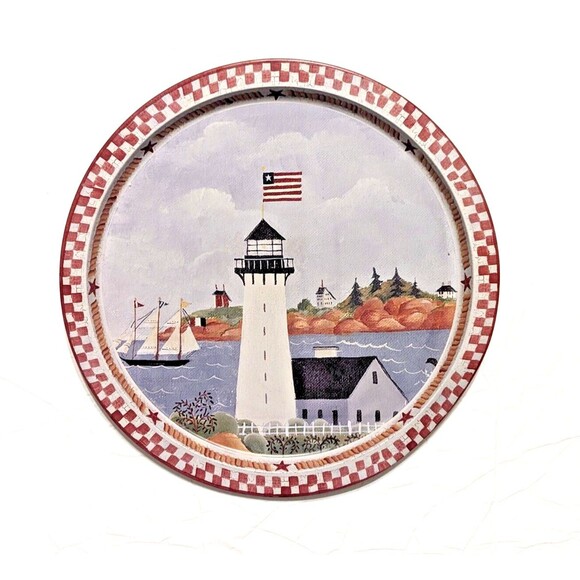 Lindy Bowman | Dining | Nautical Lighthouse Serving Tray Ships On Bay ...